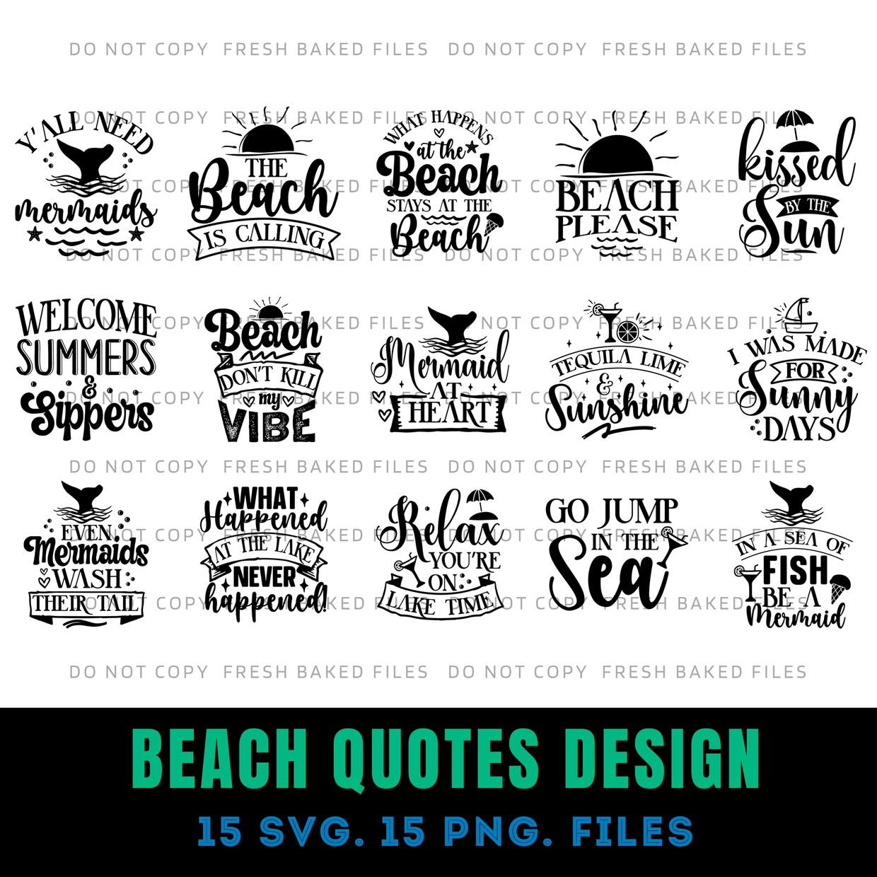 Summer Quotes SVG and PNG Bundle 15 SVG Summer Phrases