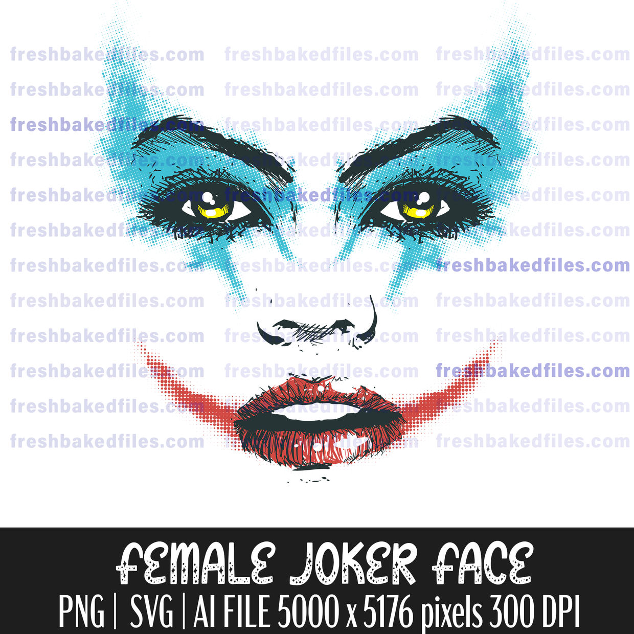 Female Joker Face PNG File | Goth Joker Face SVG | Joker AI file