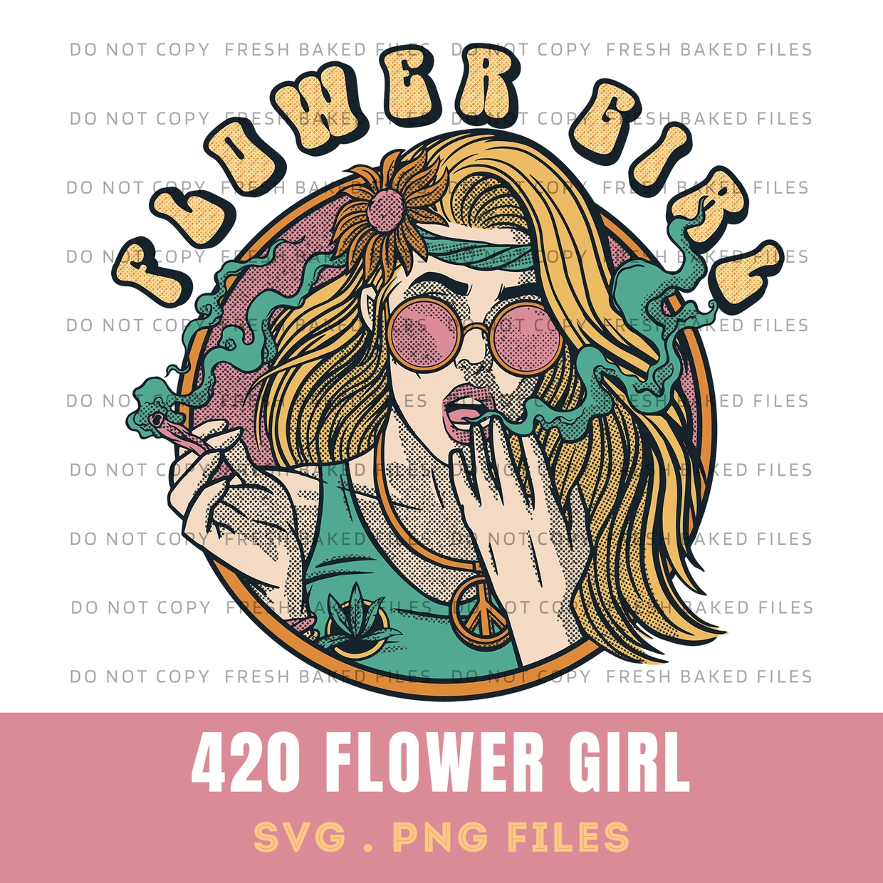 420 Hippie Chick Cannabis Hipster SVG and PNG, Flower Girl SVG