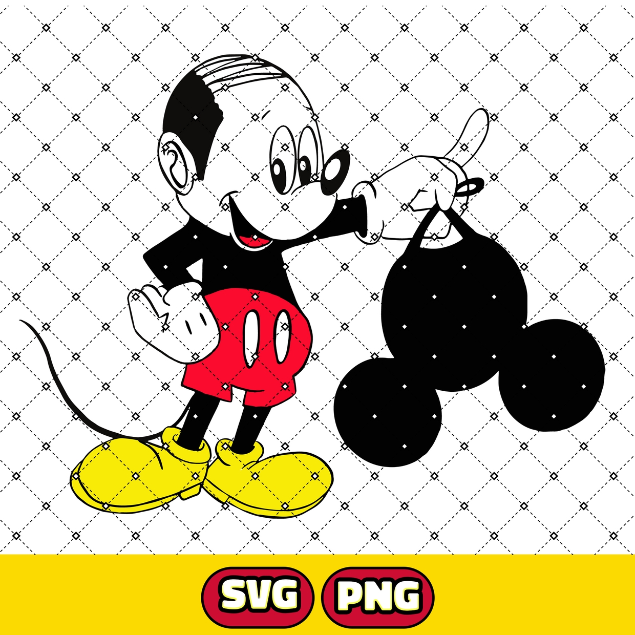 Bald Head Mickey Mouse SVG Download Funny Mickey Mouse PNG Instant Download