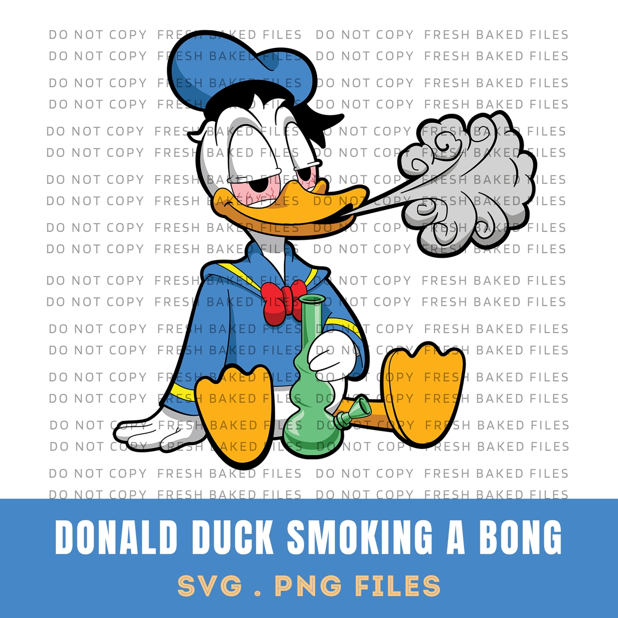 Funny 420 Donald Duck Smoking A Bong SVG and PNG File