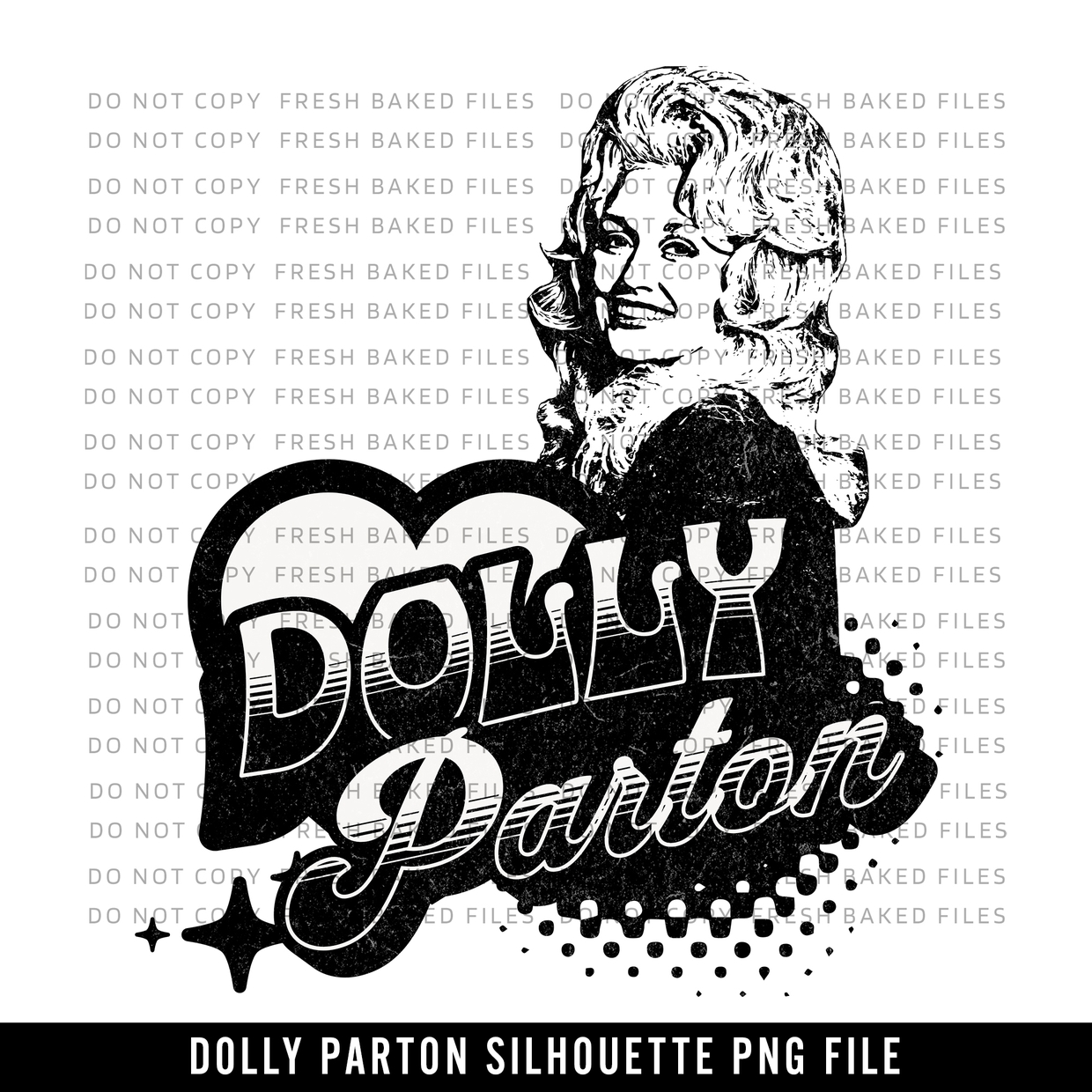 Dolly Parton Silhouette PNG File. Retro Style Dolly Parton Black and ...