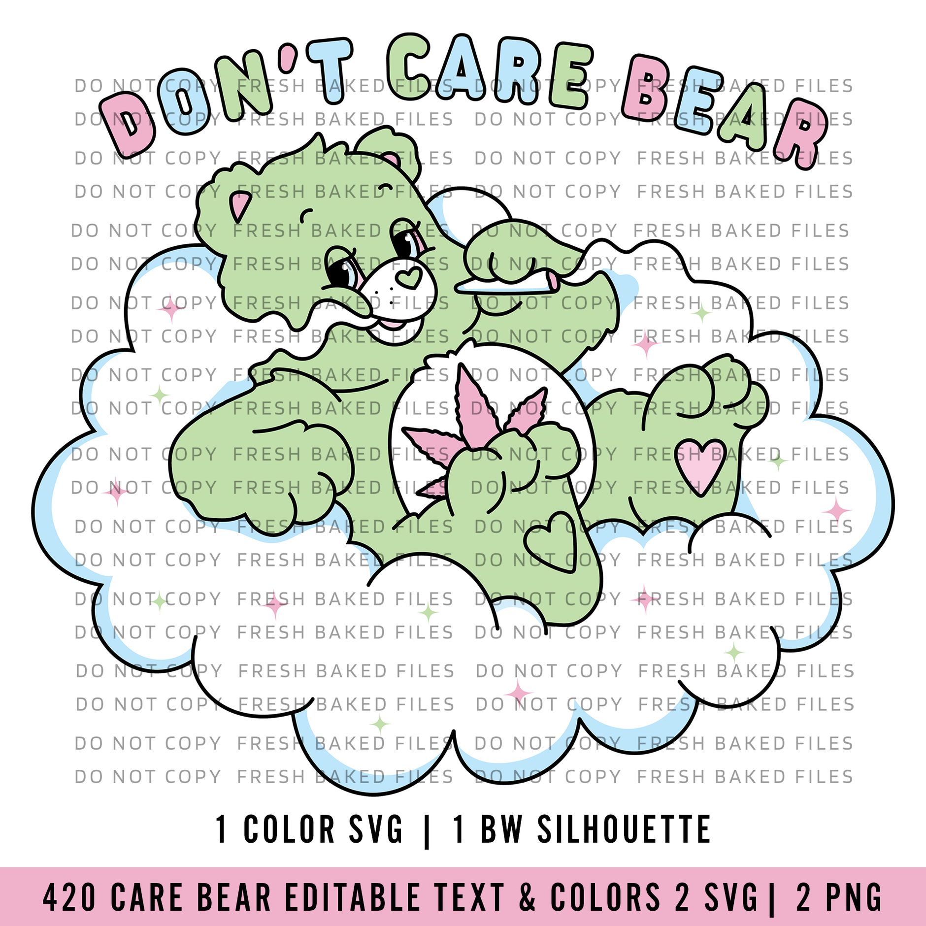 Green 420 Care Bear smoking SVG , Weed Care Bear PNG,