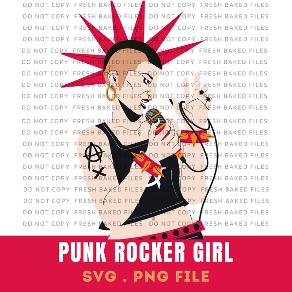 Punk Rock Girl With A Mohawk SVG and PNG files for sub