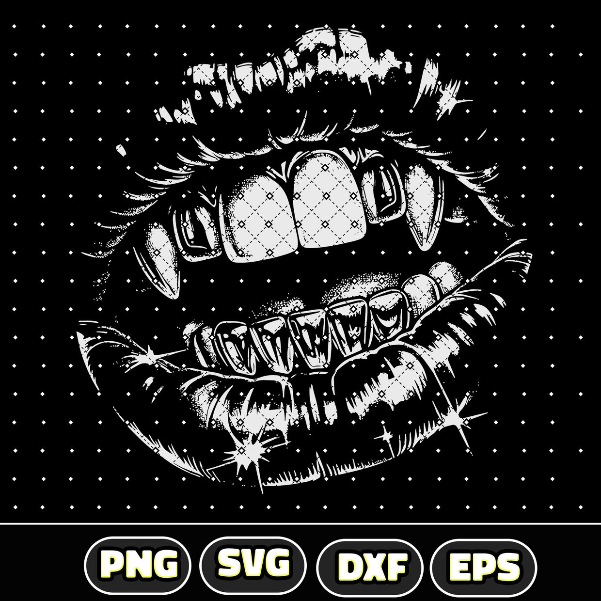 Gothic Vampire lips , mouth teeth instant download SVG, PNG, EPS, DXF ...