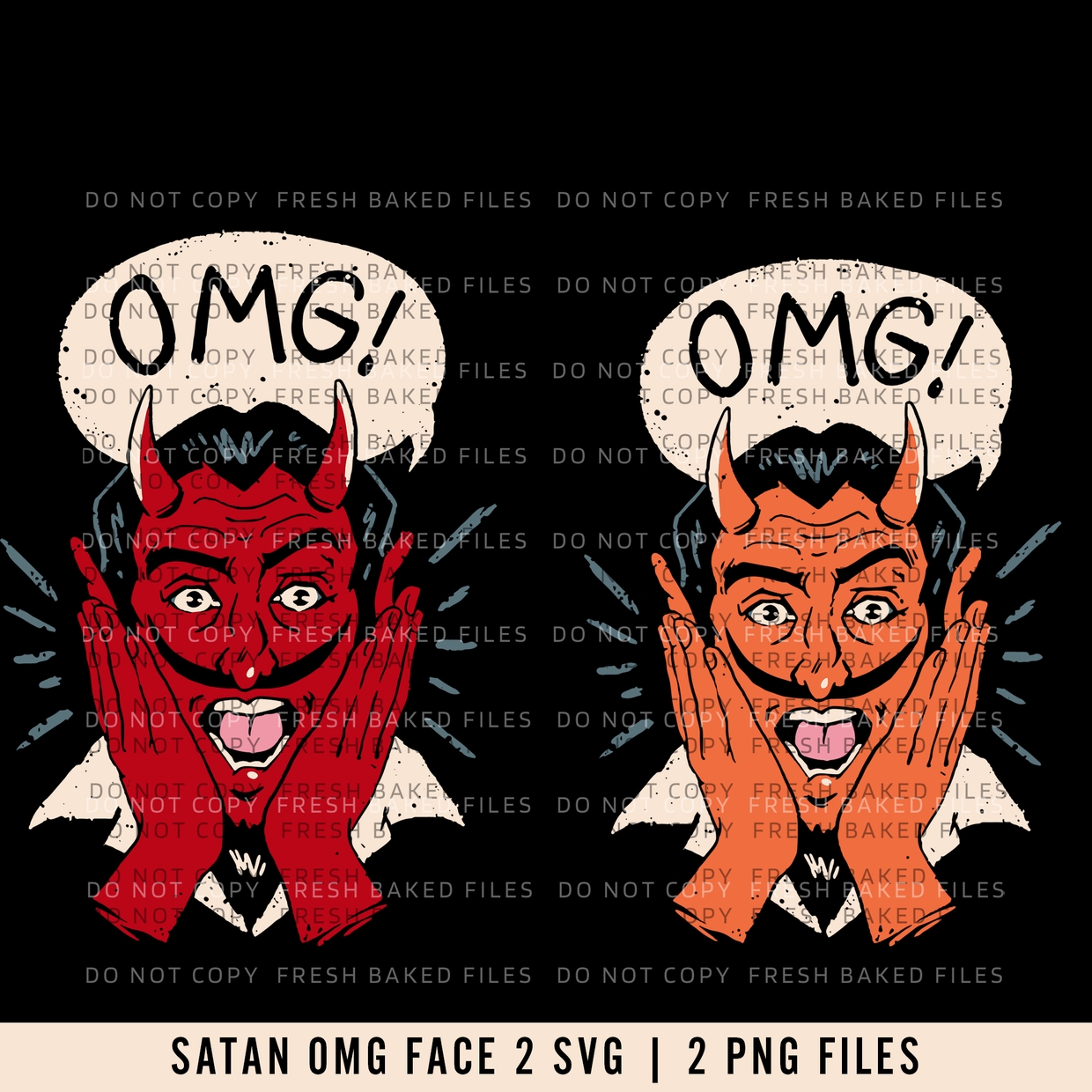 OMG Satan Illustration 2 Colors. 2 Devil SVGs, 2 Devils PNG, 2 DXF ...