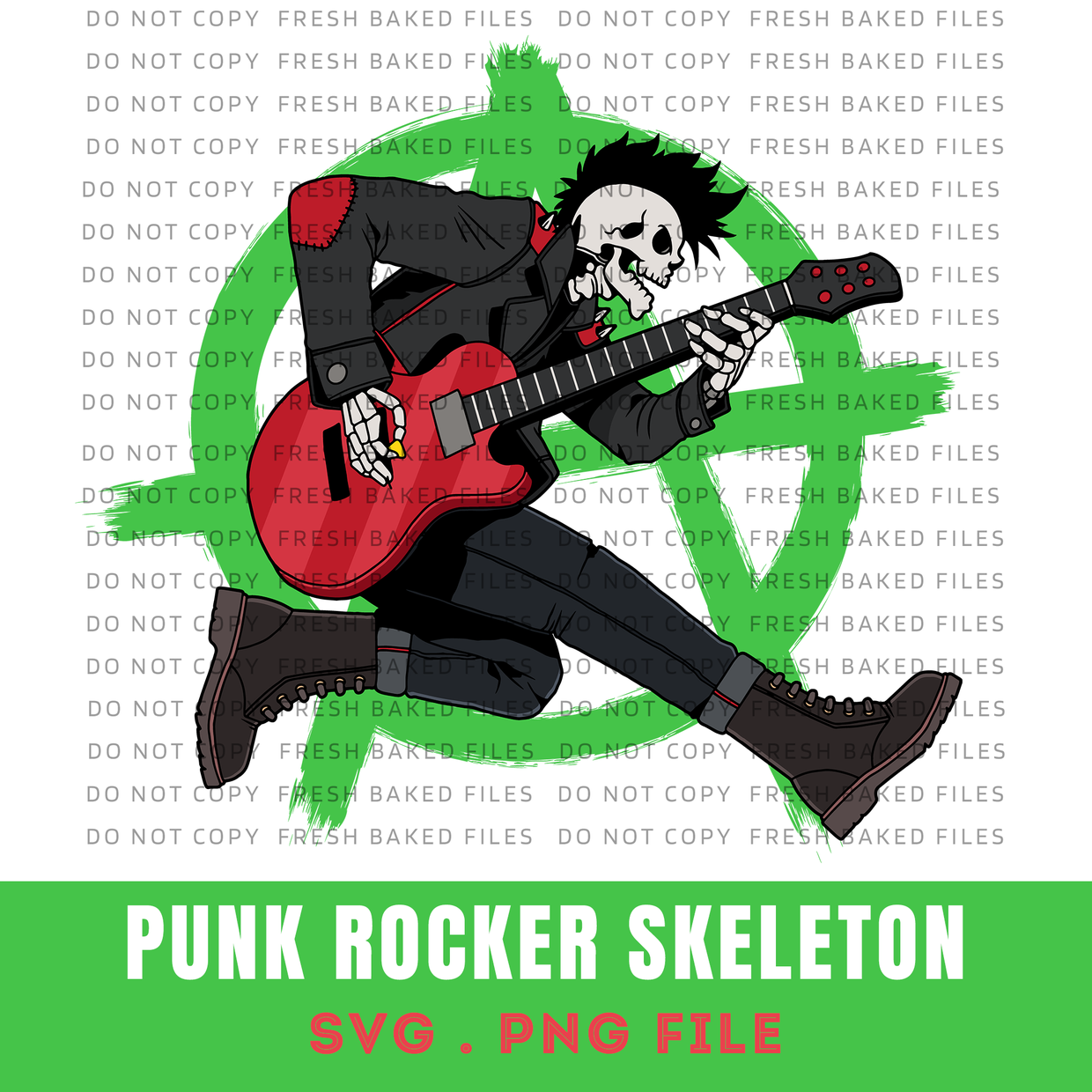 Punk Rock Anarchist Playing The Guitar SVG and PNG File For Cricut and ...