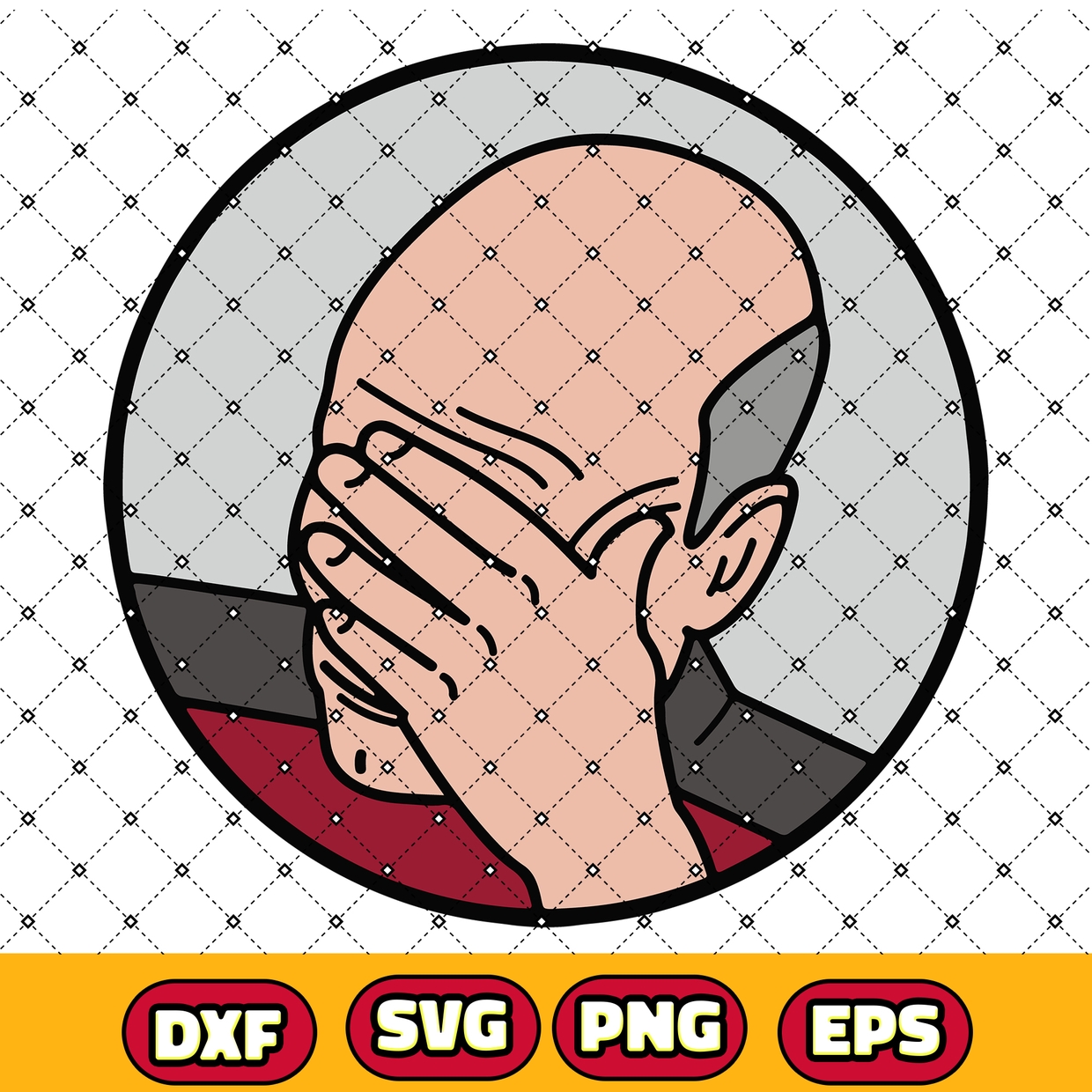 Captain Picard Facepalm SVG. Picard Facepalm PNG, Star Trek Picard DXF ...