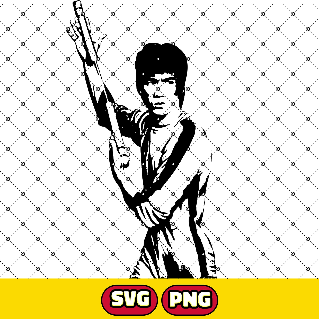 Bruce Lee Nunchaku Silhouette PNG and SVG File. Brue Lee Files Download