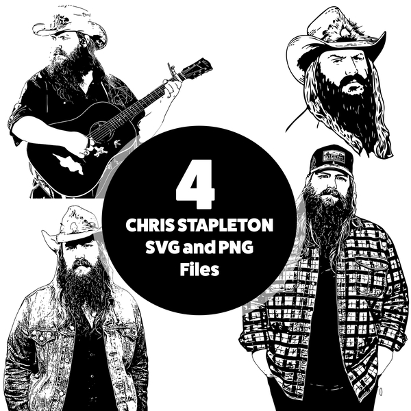 4 Chris Stapleton SVG and PNG files. Outlaw Country Mu