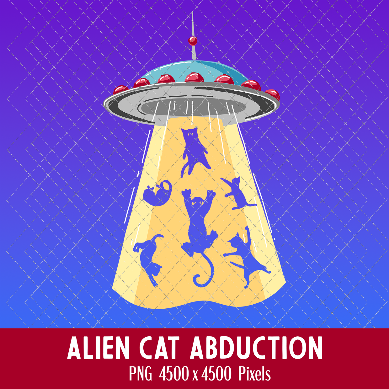 Funny Cat Alien Abduction 4500 x 4500 Transparent Background PNG File