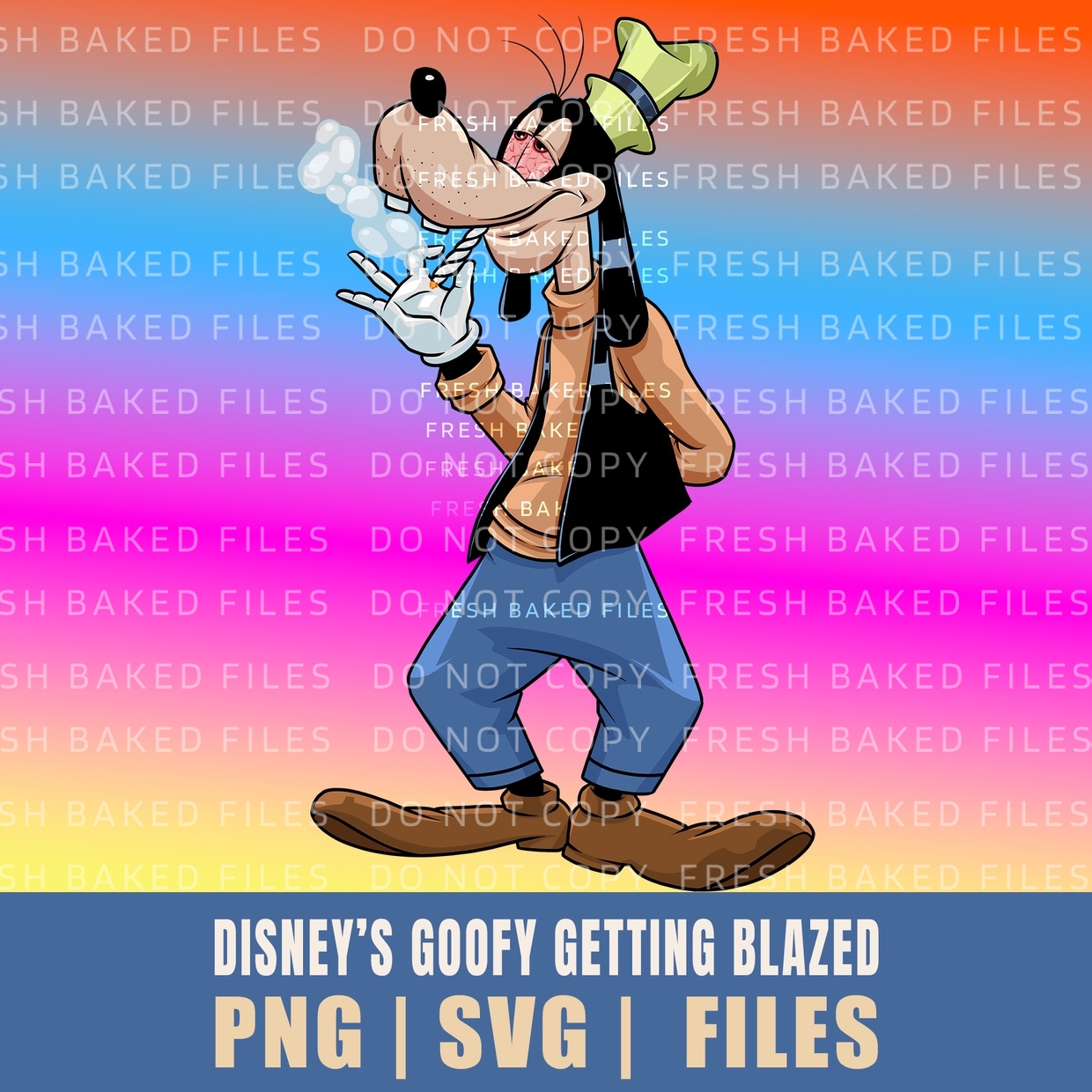 Cartoon character Goofy smoking a blunt and getting stoned, red eyed ...