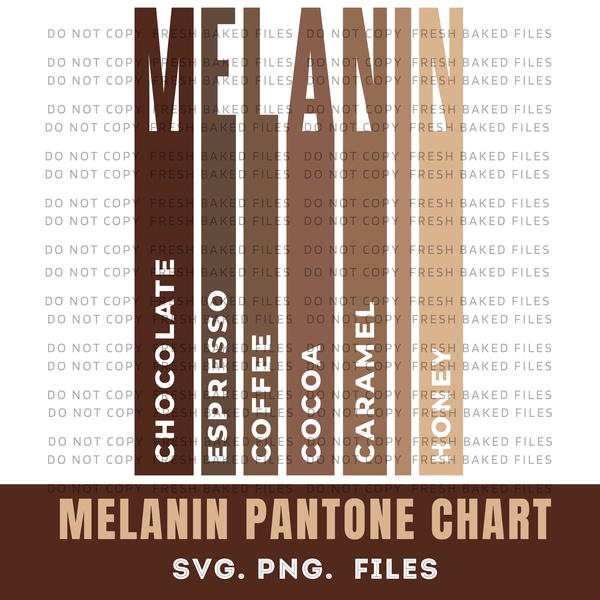 Melanin Pantone Chart SVG and PNG file for sublimation