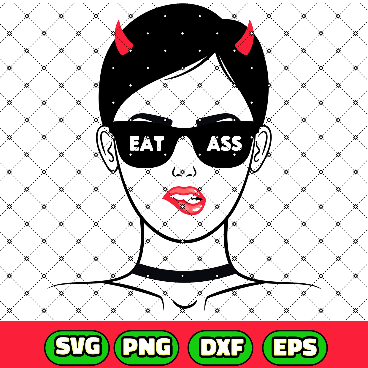 Sexy Devil Girl In Shades PNG. Demon Chick in sunglasses SVG. Eat Ass ...