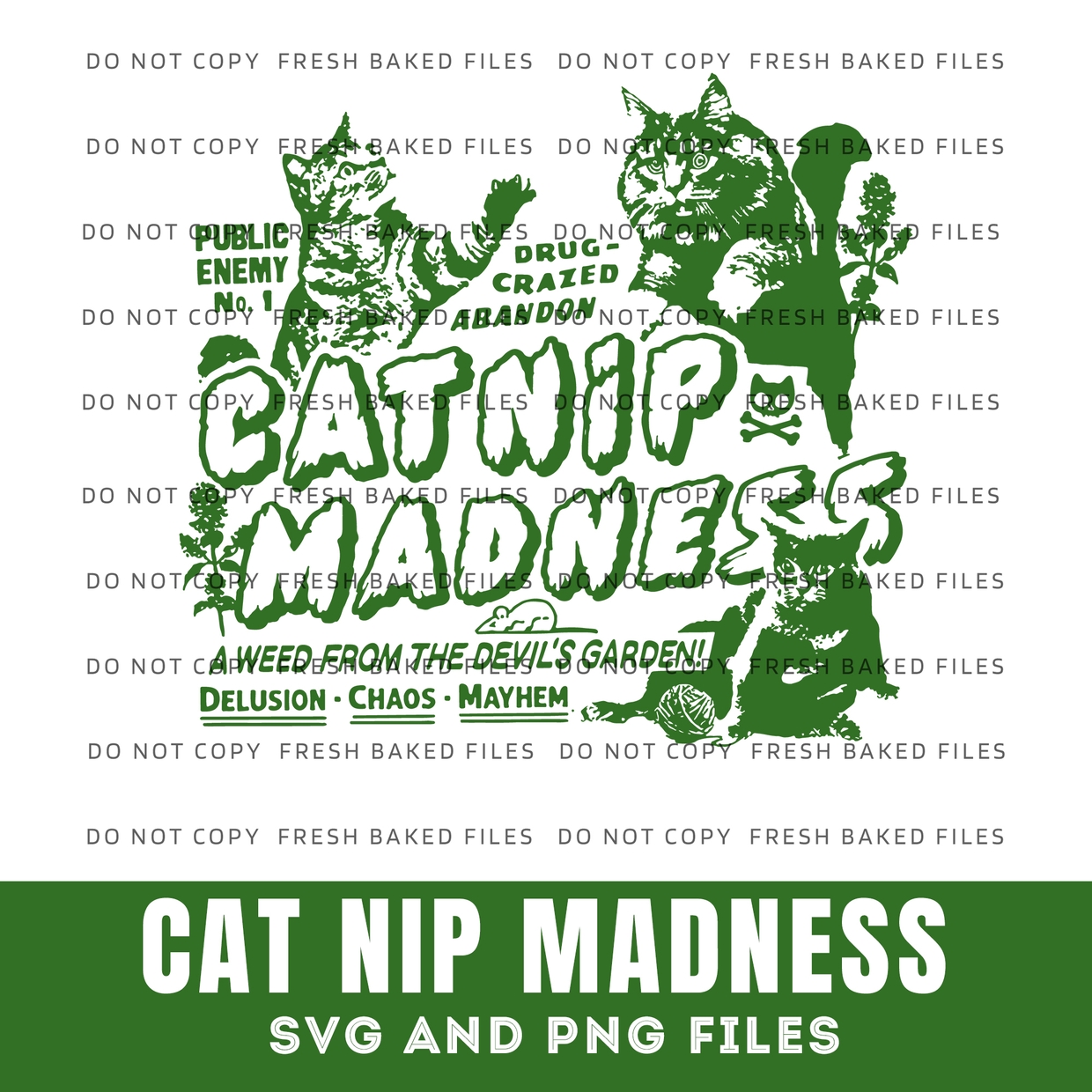 Cat Nip Madness Retro Style SVG and PNG Files. Cat Lover SVG, Cat PNG, 420 Cat