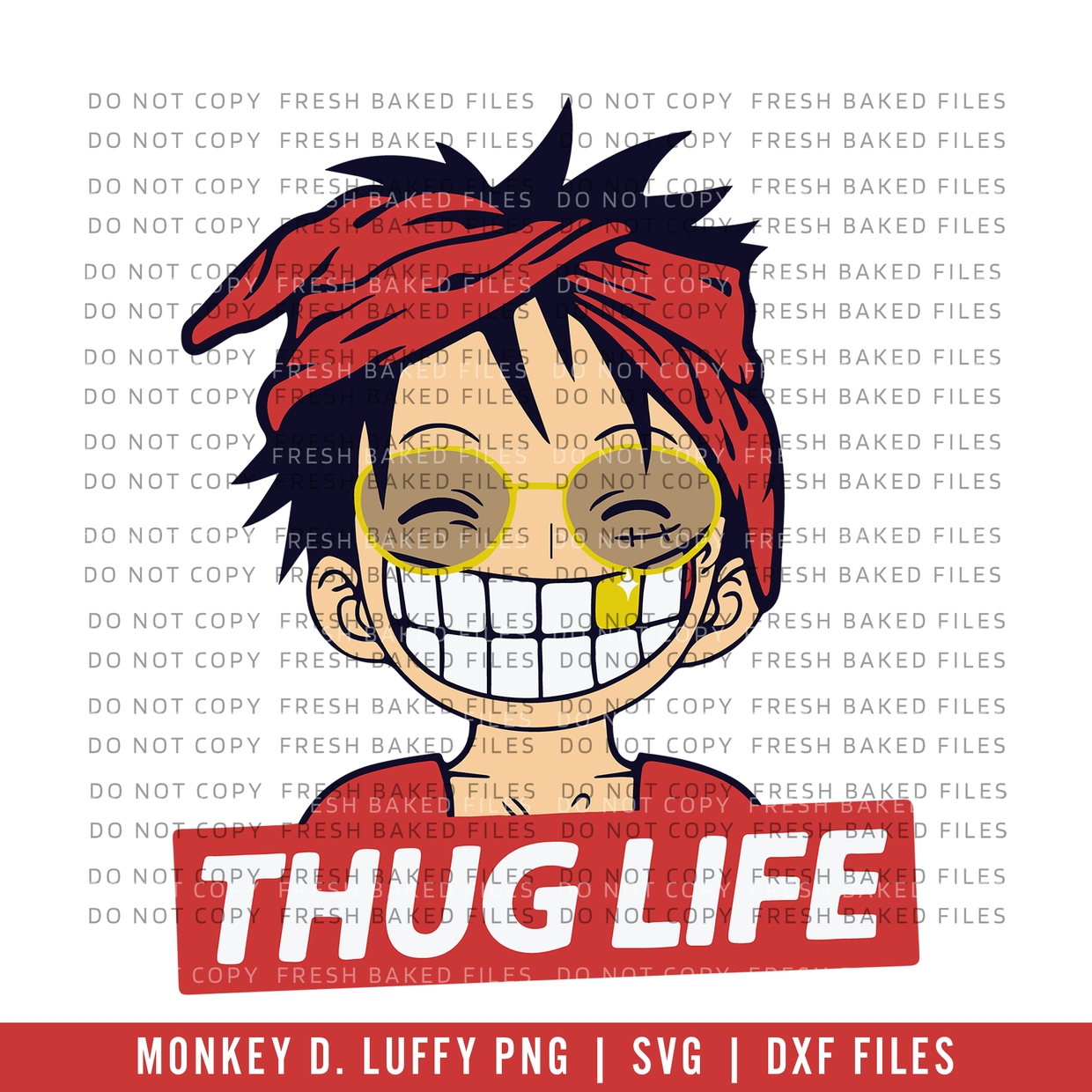 Monkey D. Luffy SVG. One Piece Thug Life SVG, DXF, PNG Files