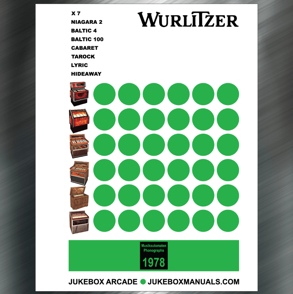 WURLITZER Models for 1978 for X7, Niagara II, Baltic 4, Baltic 100 ...