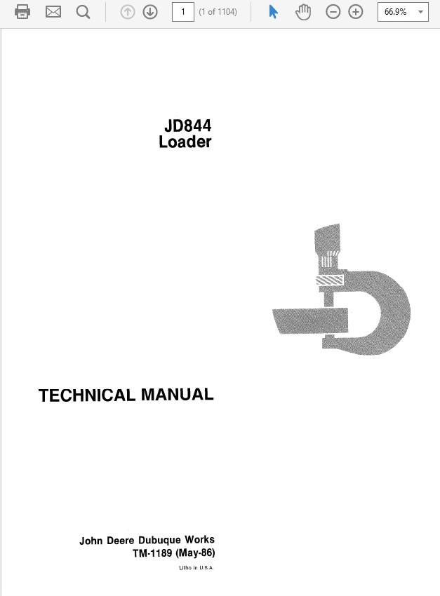 John Deere 844 Loader Technical Manual TM-1189