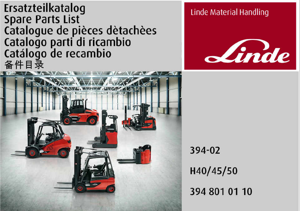 Linde 394-02 H40 H45 H50 Forkilift Spare Parts List