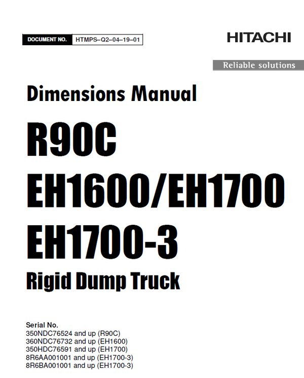 Hitachi R90C EH1600 EH1700 EH1700-3 Rigid Dump Truck D