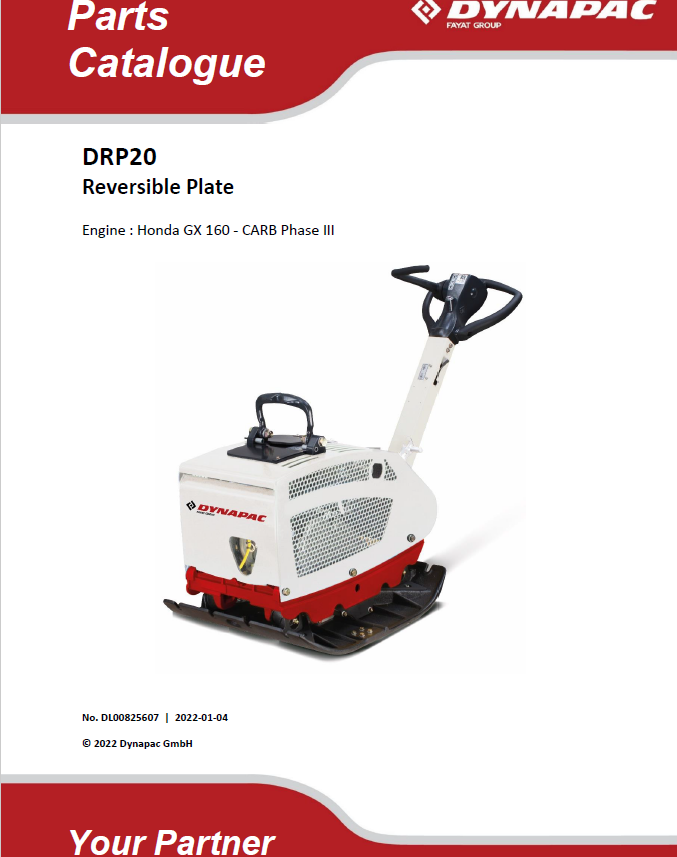 Dynapac DRP20 Reversible Plate Parts Catalogue Operati