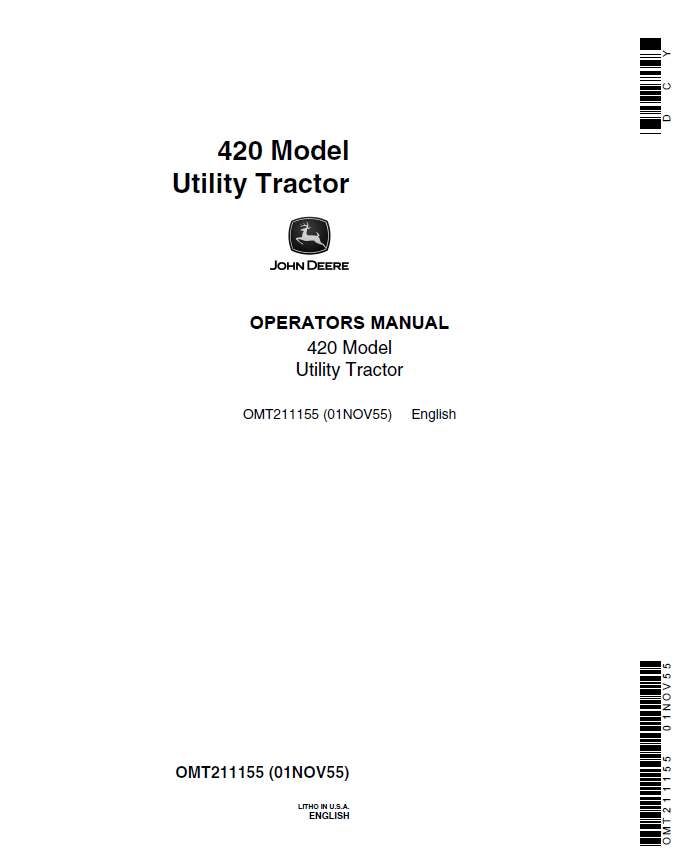 John Deere 420 Utility Tractor Operators Manual