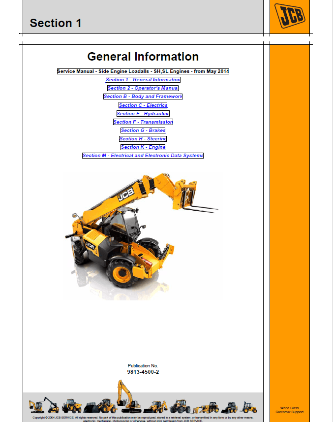 JCB Telehandler Side Engine Loadalls SH SL Engines Service Manual