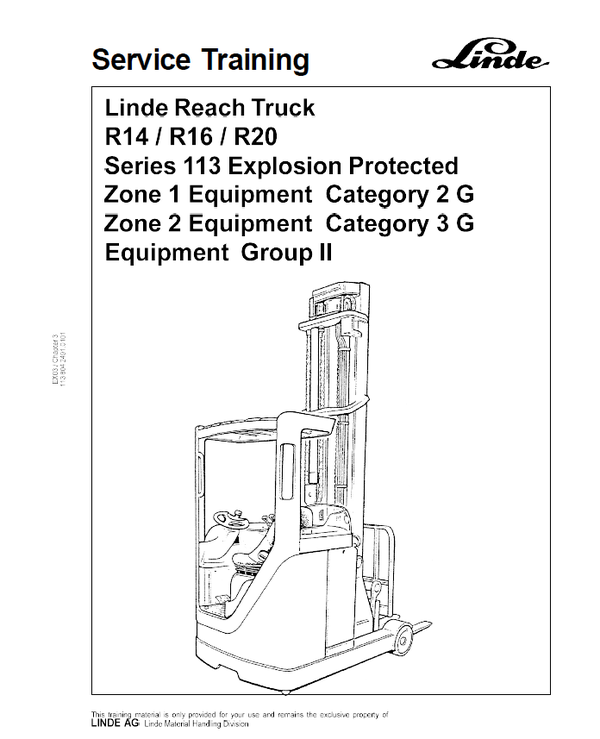 Linde R14 R16 R20 Reach Truck Service Training