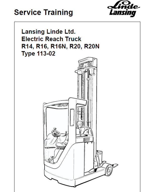 Linde R14 R16 R16N R20 R20N Electric Reach Truck Servi
