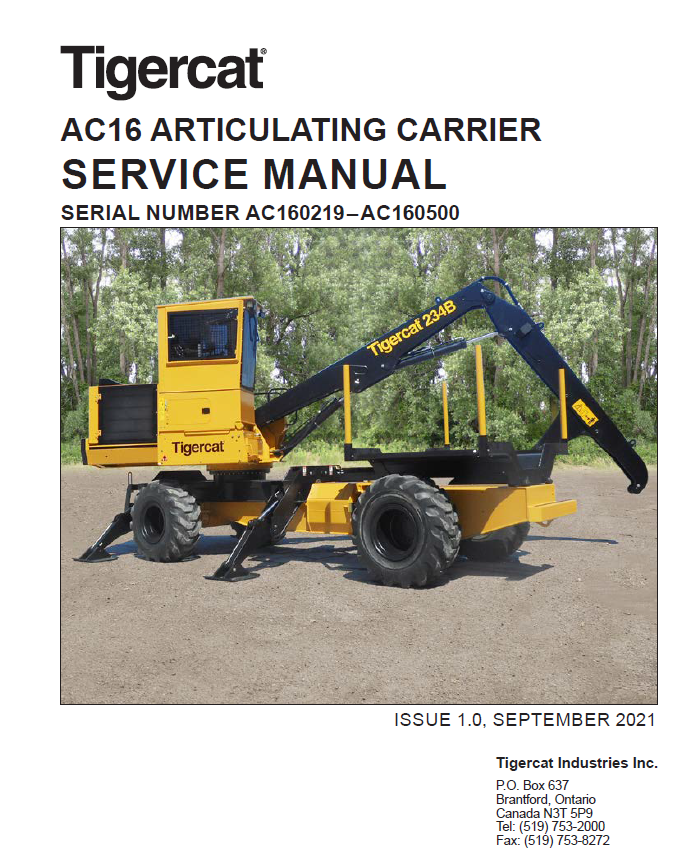 TigerCat Artucalting Carrier AC16 Operator and Service