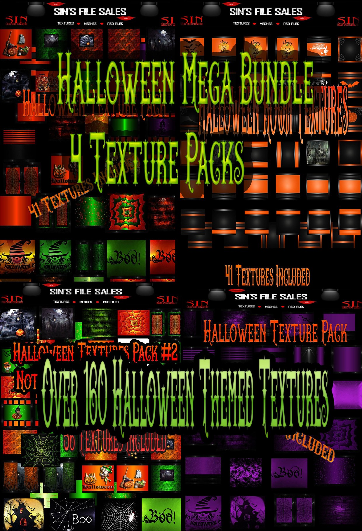 Halloween Mega Bundle* 4 Texture Packs w/Over 160 Textures