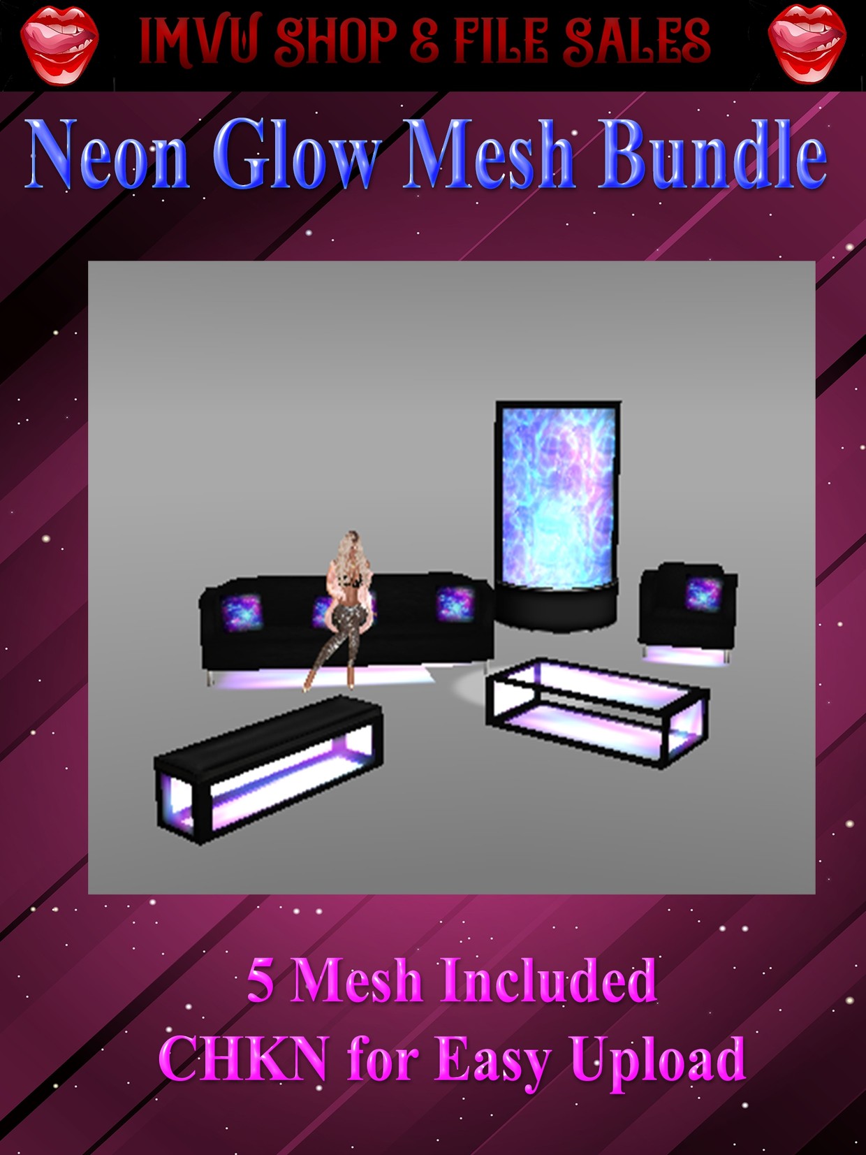 Neon Glow Mesh Bundle- 5 Meshes Included