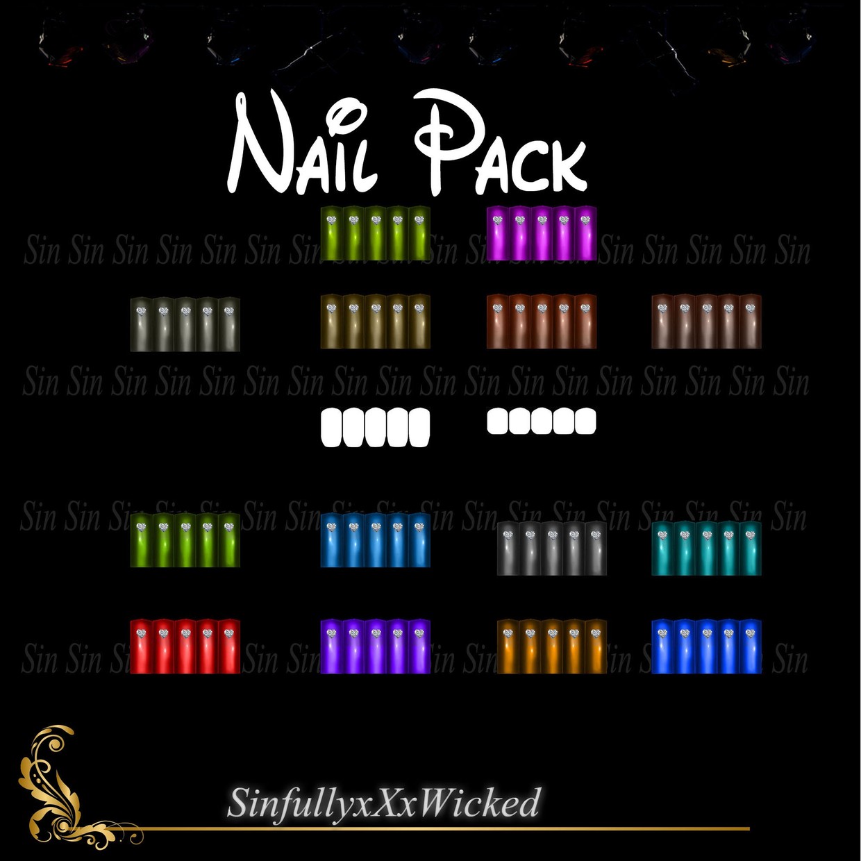 Nail Pack 2 (14 Nail Colors + 2 Nail Opacity Maps)