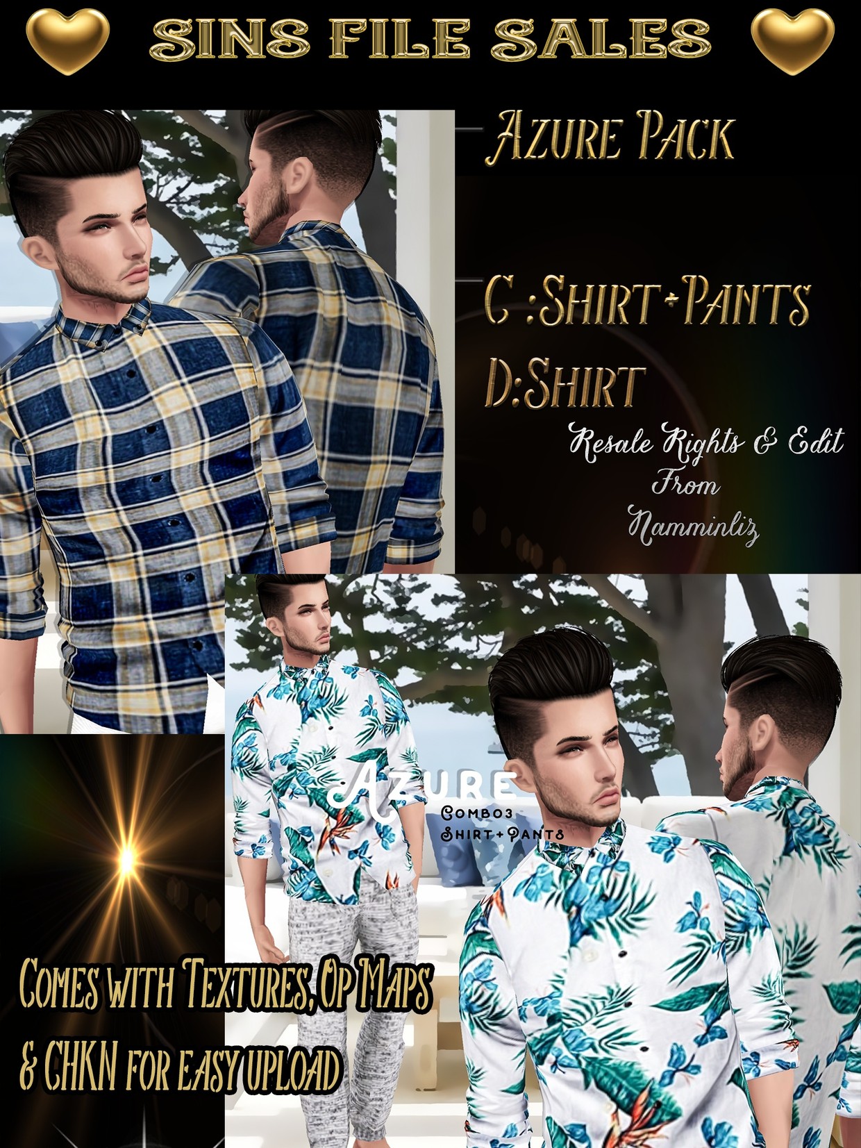♥Azure Male Bundle C&D♥ Chkn for easy upload.
