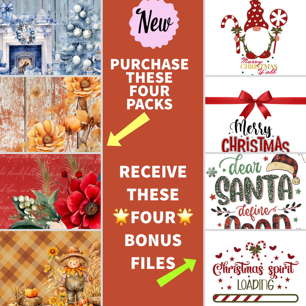 🌟BEST VALUE🌟 COMBO DIGITAL PAPER PACK. GET ALL 4 PACKS plus FREEBIE!!