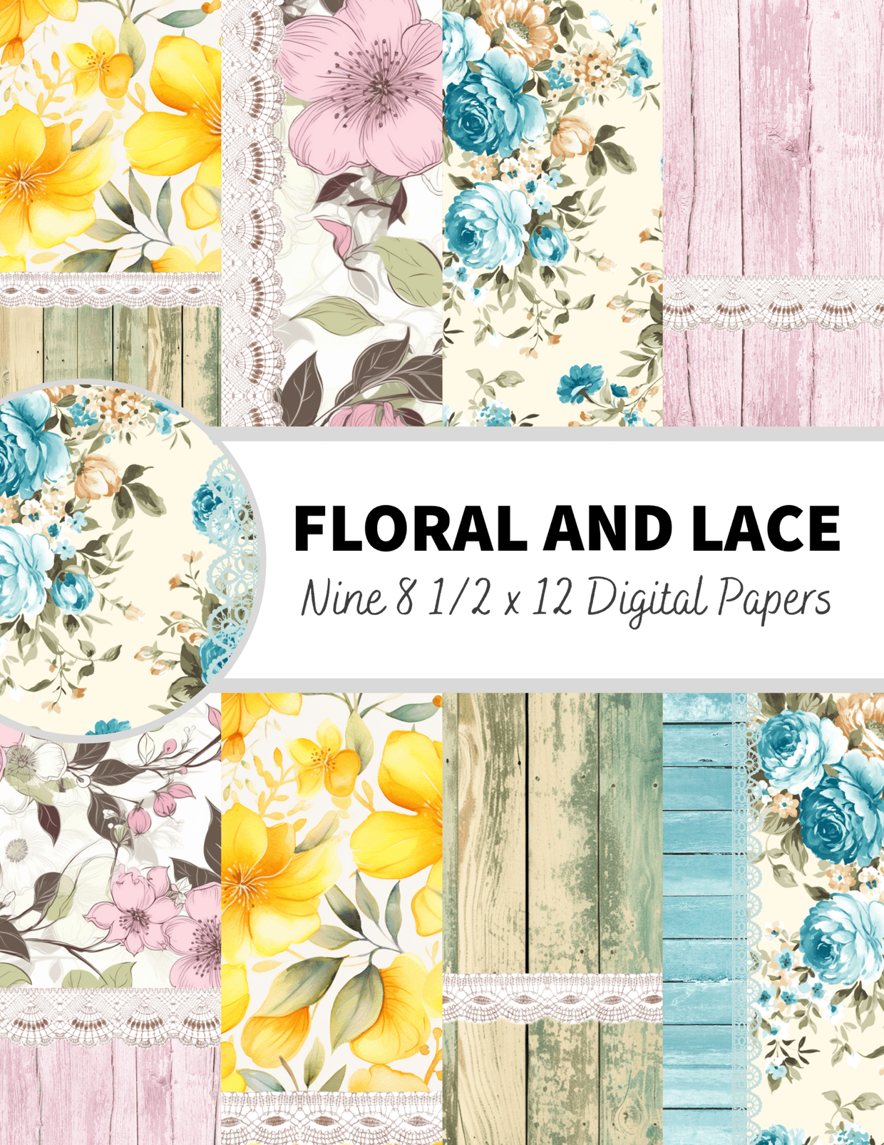 FLORAL AND LACE DIGITAL PAPER PACK