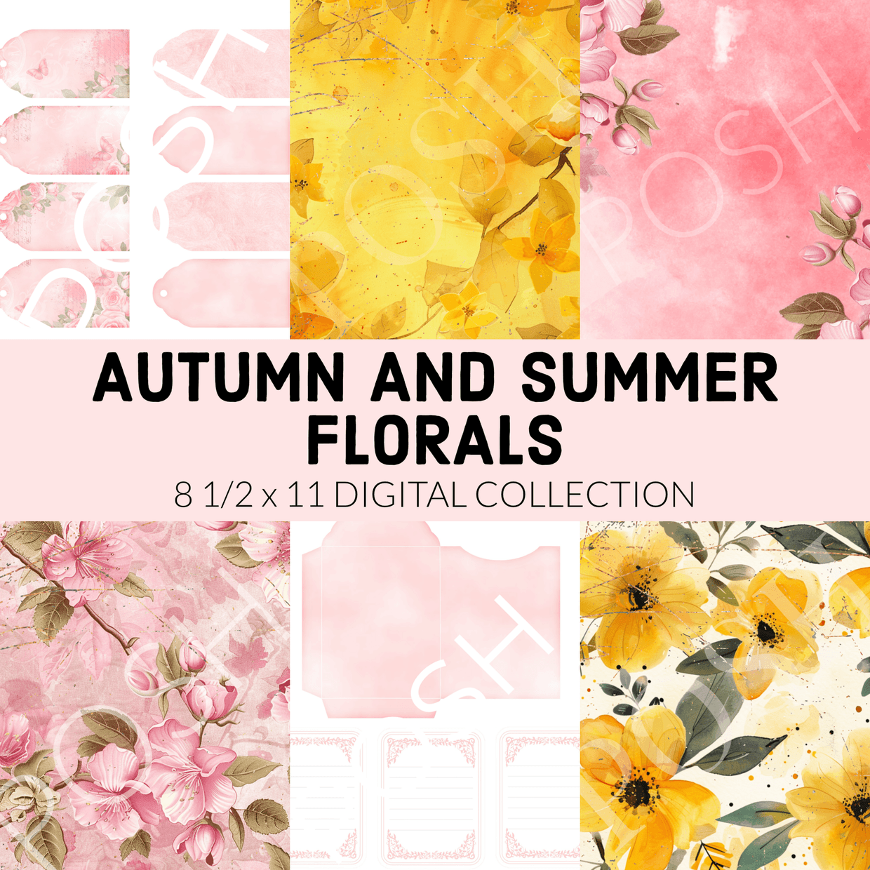 SUMMER AND AUTUMN FLORAL DIGITAL PAPERS
