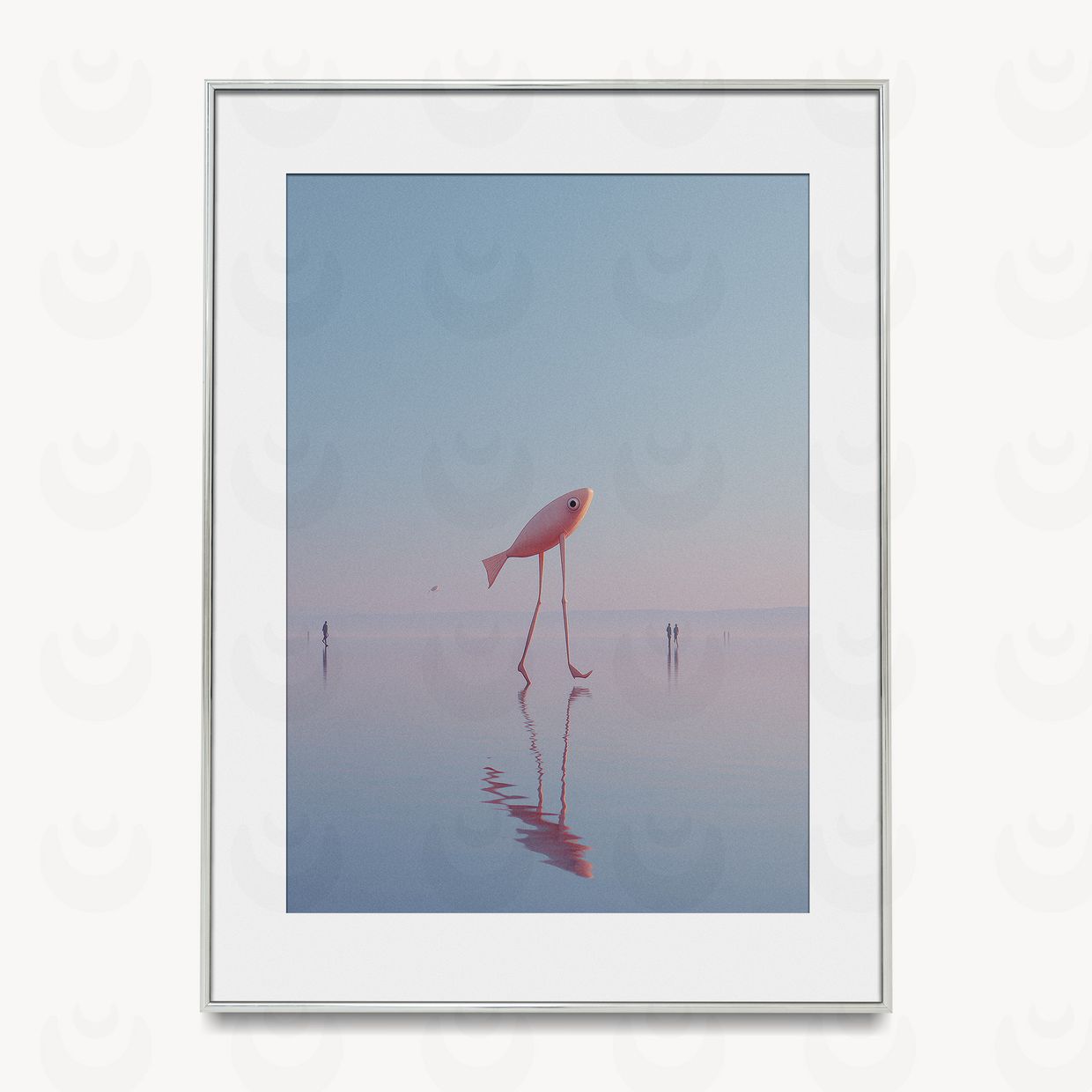 Flamingo Fish Surreal Art Print - Digital Download