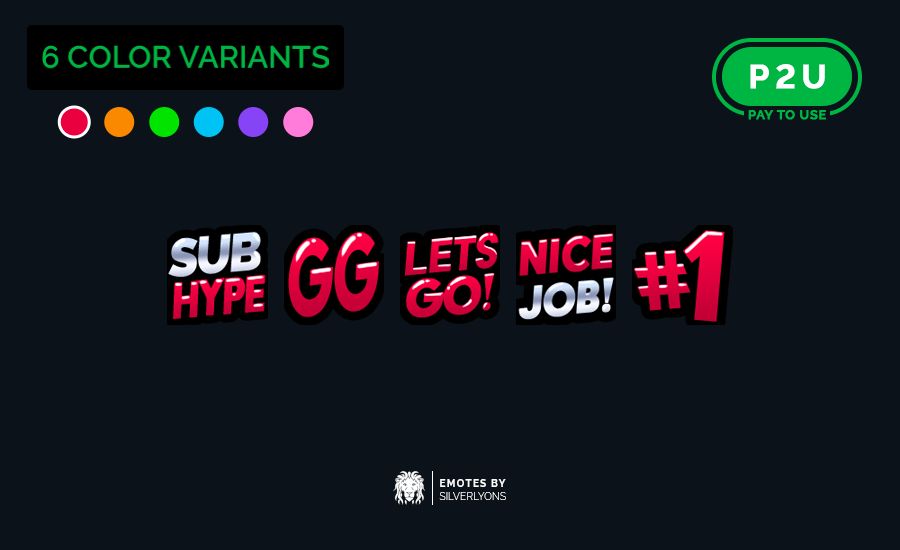 Simple Text Twitch Emotes in Multiple Colors