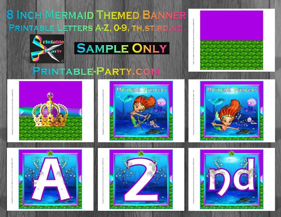 Mermaid Themed Printable Banner Letters