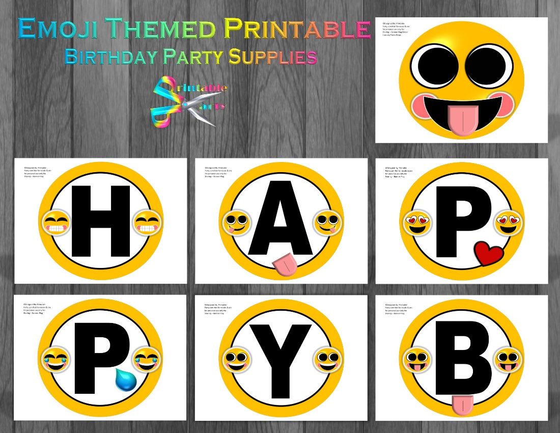 Emoji Yellow Printable Banner Letters