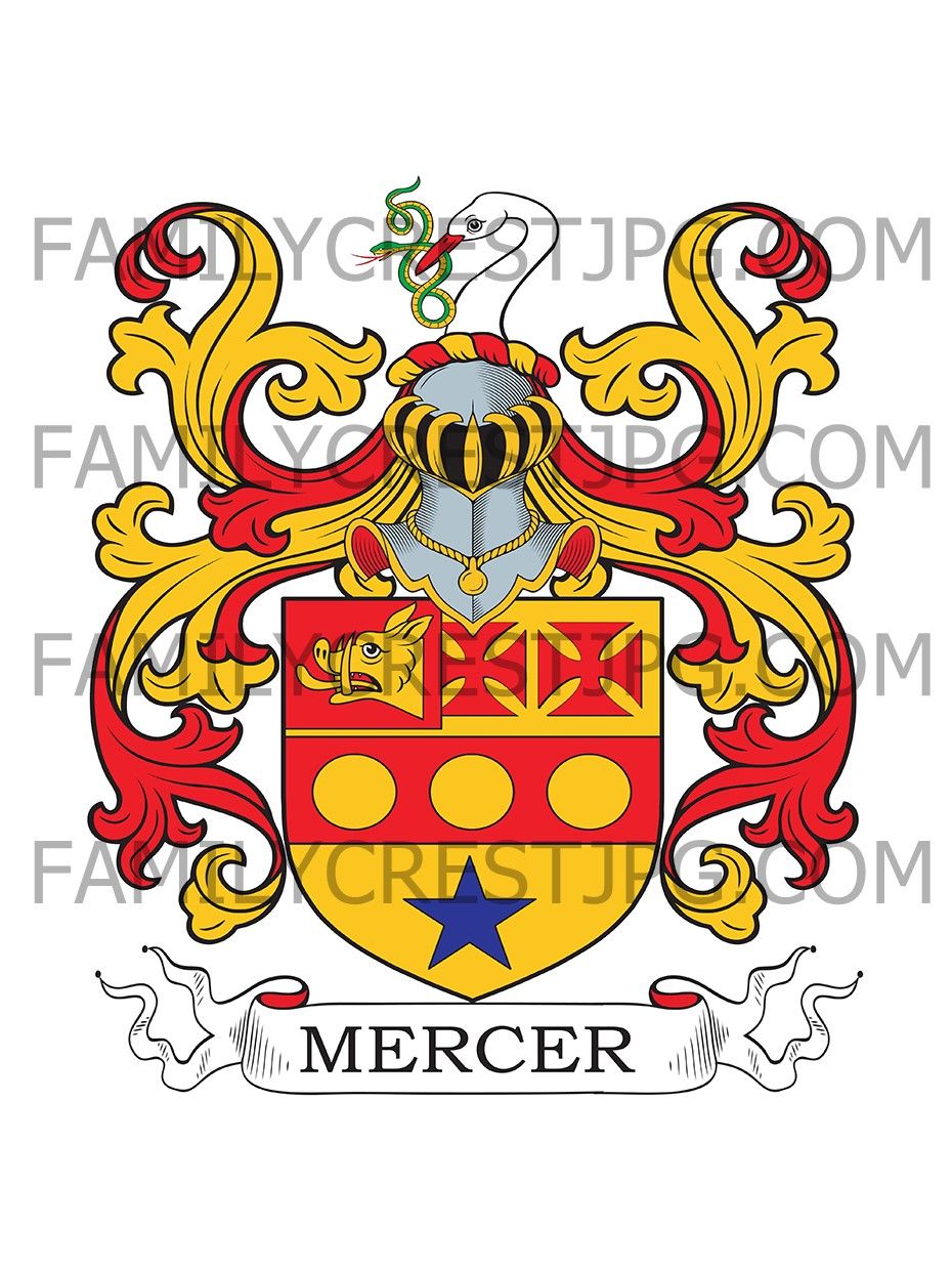 Mercer Family Crest - Huntingtower, co. Perth, Scotland