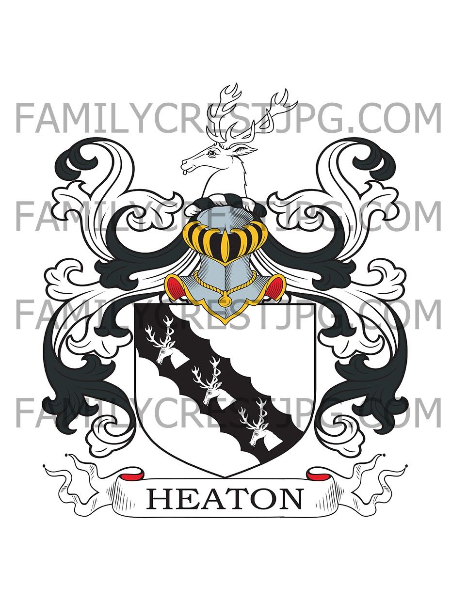 Heaton Family Crest - Plas Heaton, co. Denbigh, Wales