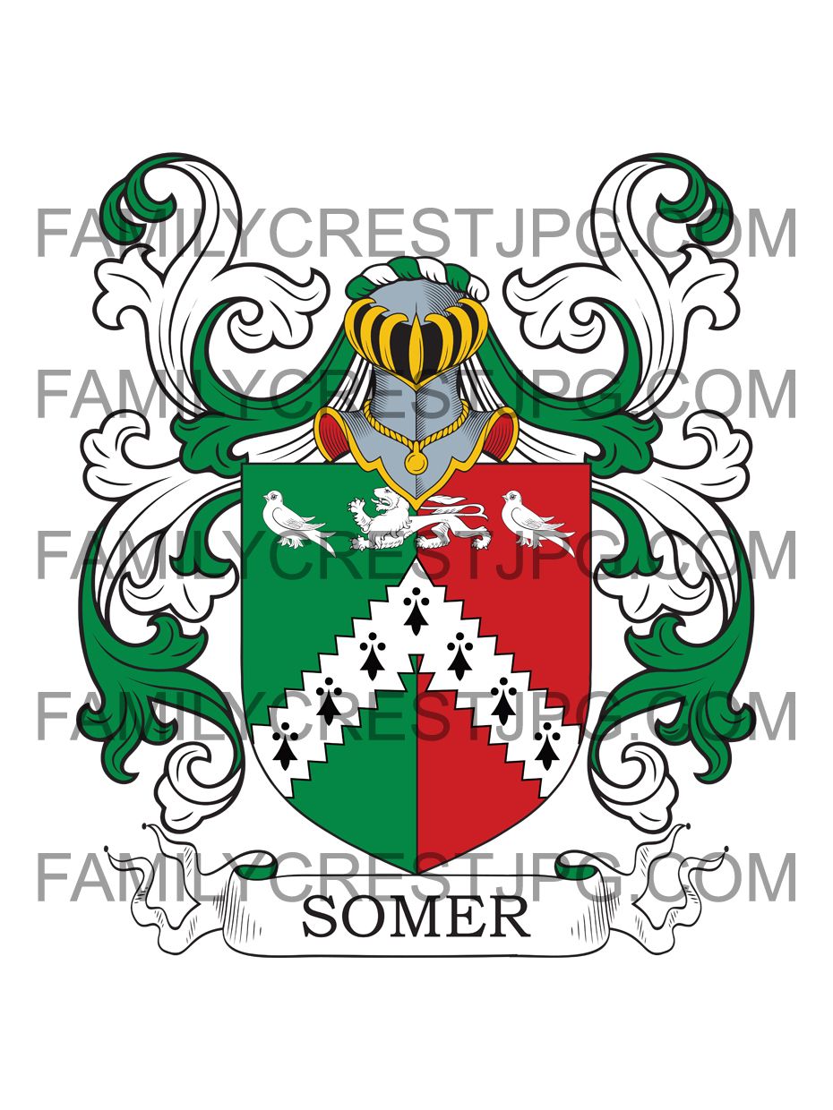 Somer Family Crest - Shropshire, England