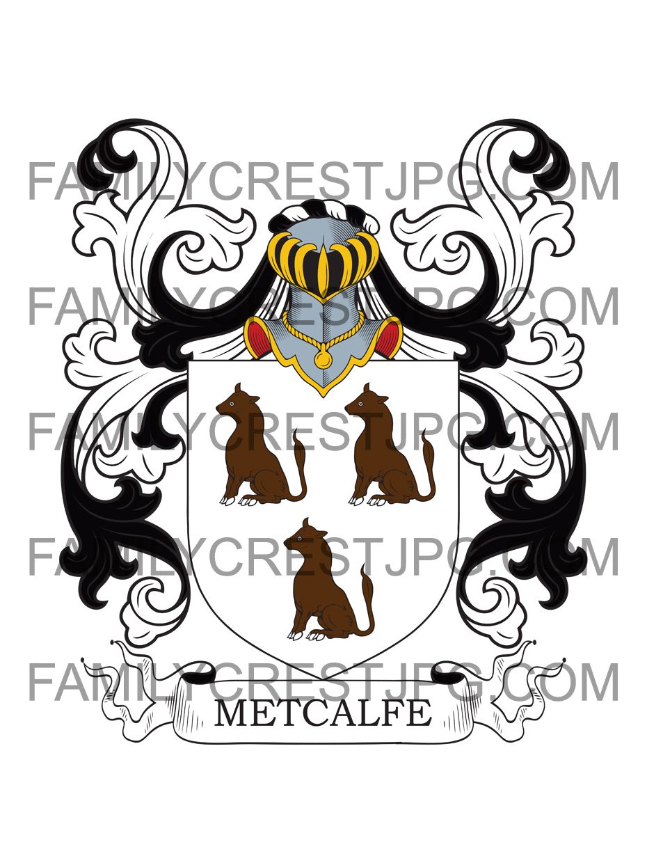 Metcalfe Family Crest - Nappa Hall, Wensleydale, co. Yorkshire, England