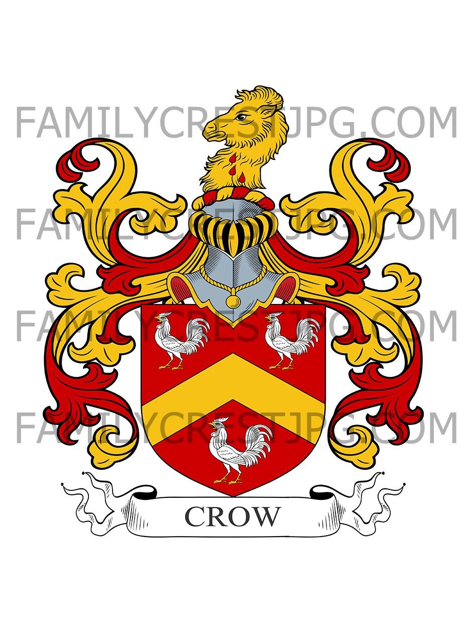 Crow Family Crest - Brasted, co. Kent, England