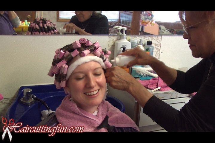 Kat's Real Spiral Perm and Roller Set in a Beauty Salon