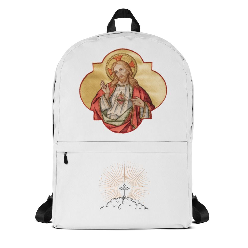 Backpack with sacred or devotional Catholic image