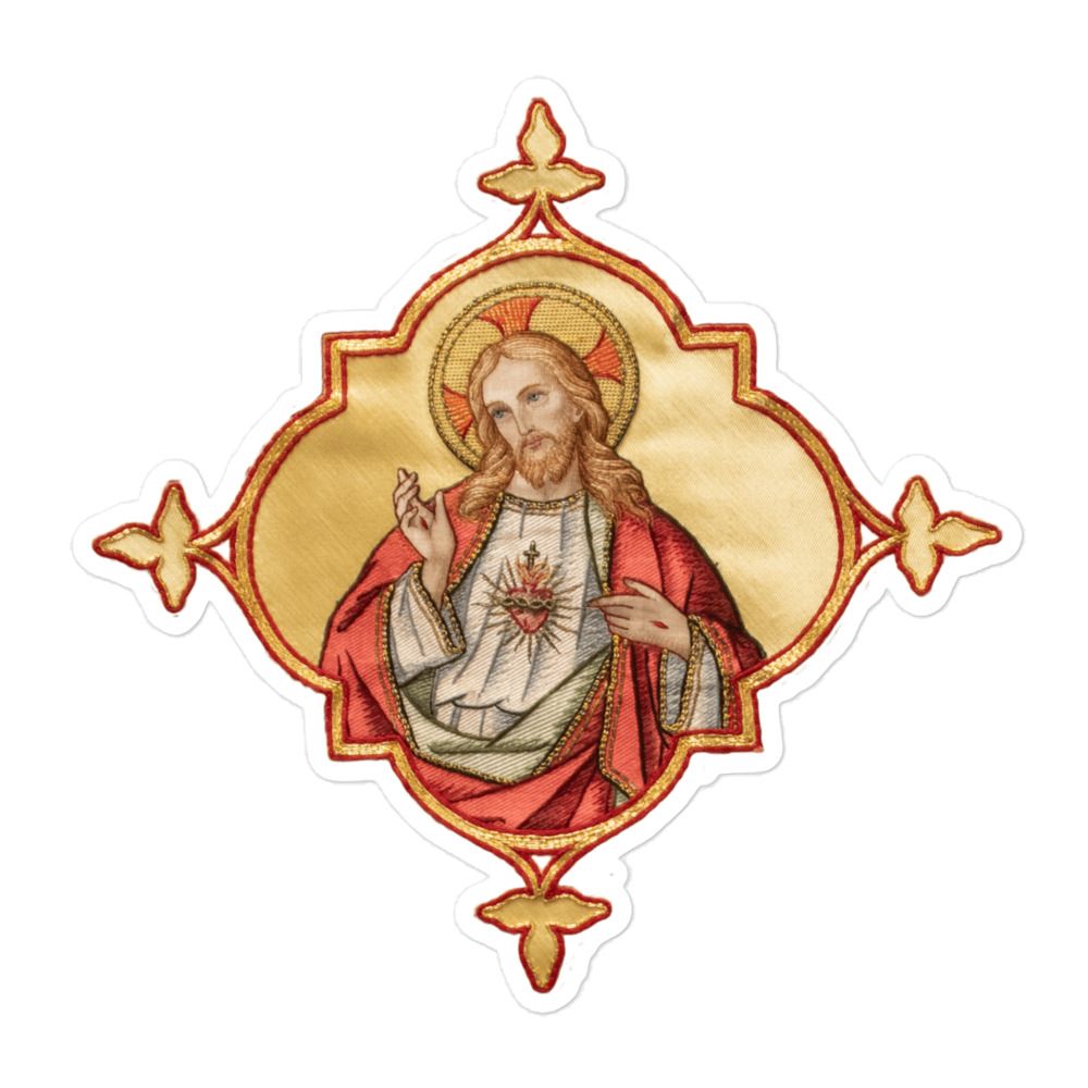 Sticker 5.5x5.5, Sacred Heart of Jesus, uyzh4h design