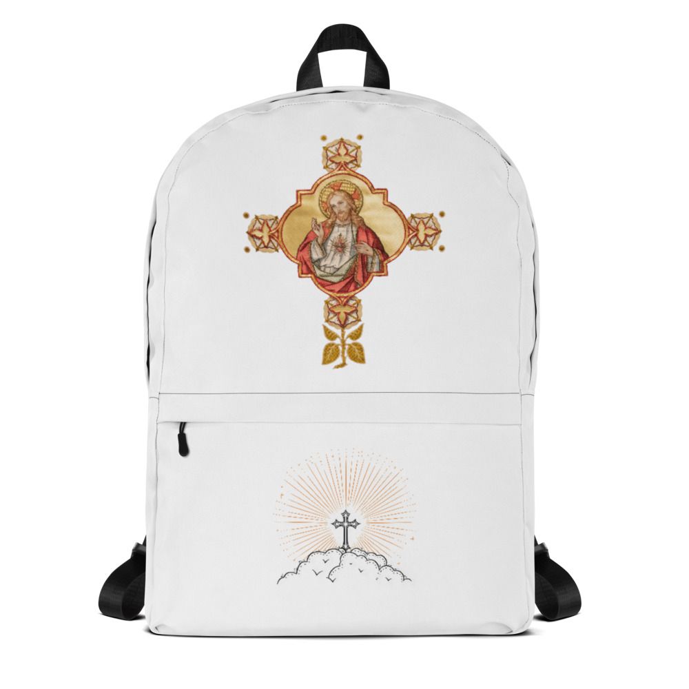 Backpack with sacred or devotional Catholic image
